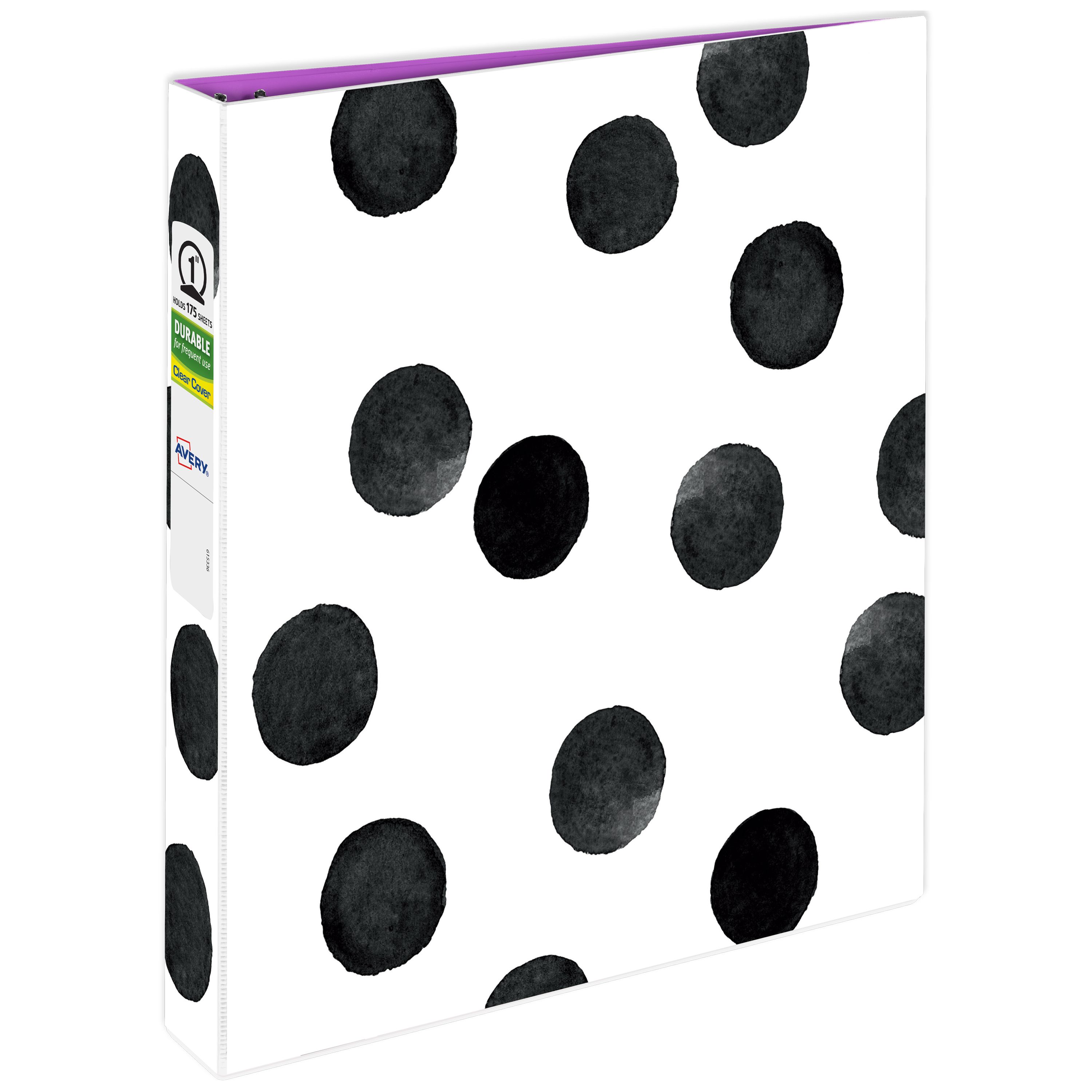 View Binder, 1" Rings, Black & White Dots 26744 | Avery | Avery